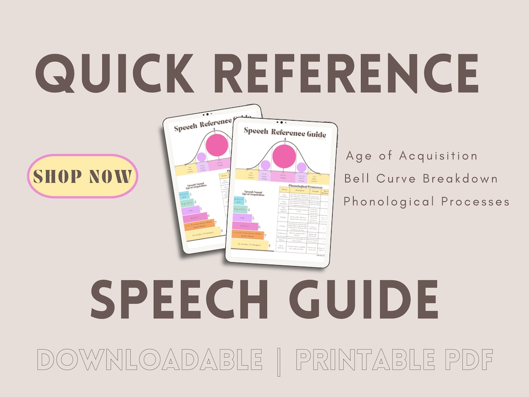 Speech Therapy Reference Guide Speech Guide, SLP Materials ...