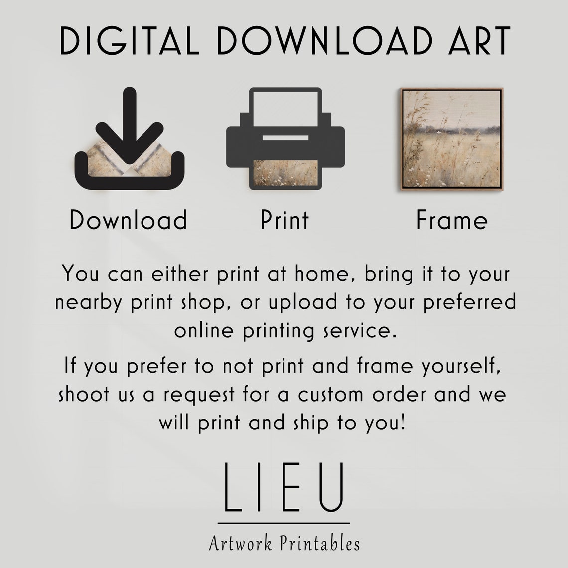 Wildflower Field Grass Landscape, Rustic Oil Painting, Wall Art Print Portrait, Flower Meadow ...