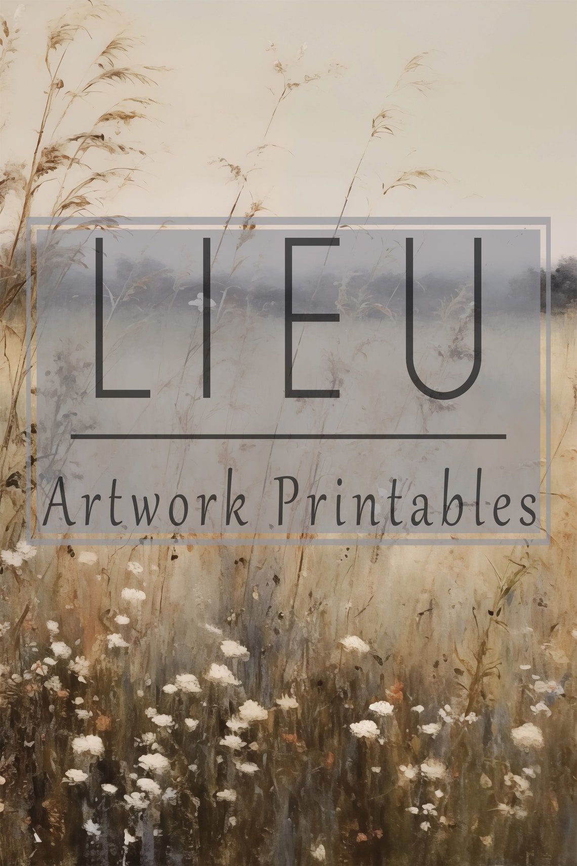 Wildflower Field Grass Landscape, Rustic Oil Painting, Wall Art Print Portrait, Flower Meadow ...