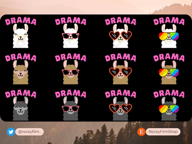 Drama Llama Emotes | Llama Emotes | Alpaca Emotes | Emotes for Discord ...