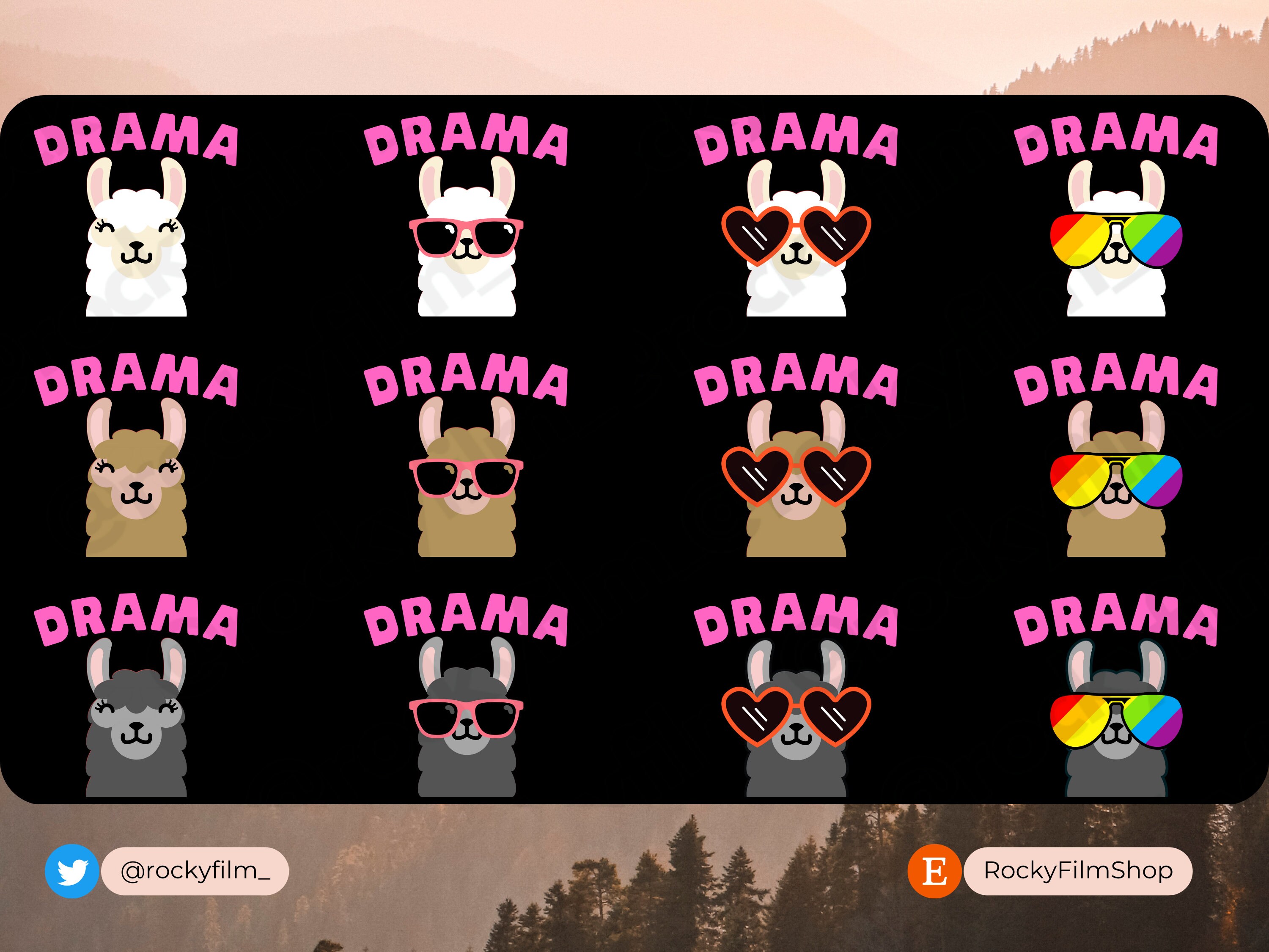 Drama Llama Emotes | Llama Emotes | Alpaca Emotes | Emotes for Discord ...