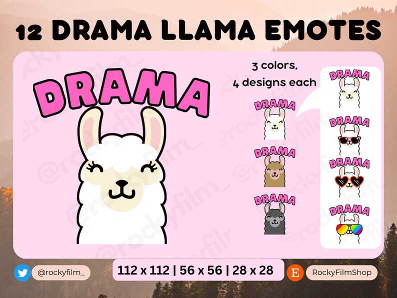 Drama Llama Emotes | Llama Emotes | Alpaca Emotes | Emotes for Discord ...