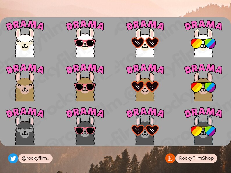 Drama Llama Emotes | Llama Emotes | Alpaca Emotes | Emotes for Discord ...