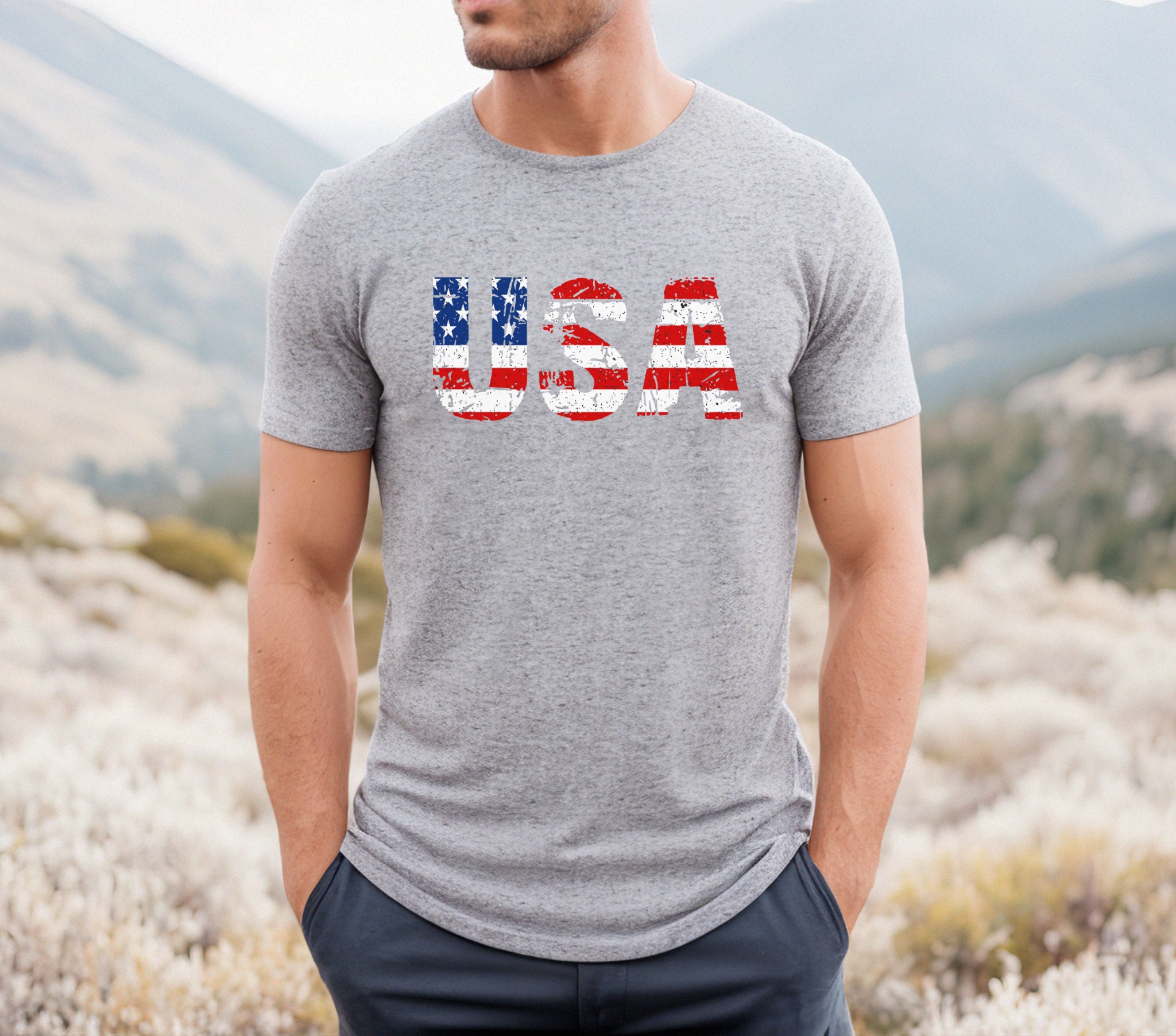 4th of July Red White Blue Shirt USA Flag Flower T Shirt - Etsy