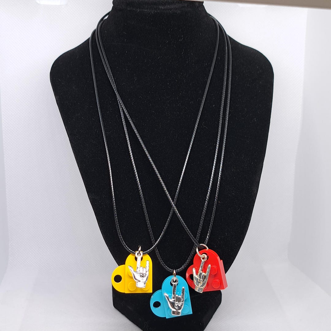 ASL Love With Building Brick Heart Necklace - Etsy