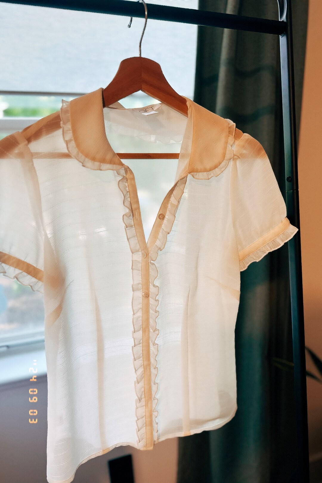 Sheer Thrifted Shirt Rachel Green Vintage Top Phoebe Buffay Fashion ...
