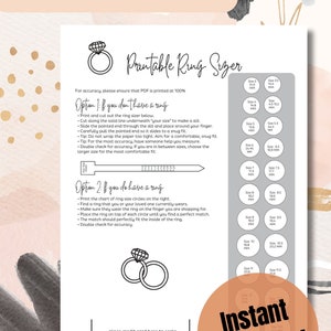 Printable Ring Sizer Reusable Ring Chart US Ring Sizer Measure Ring ...