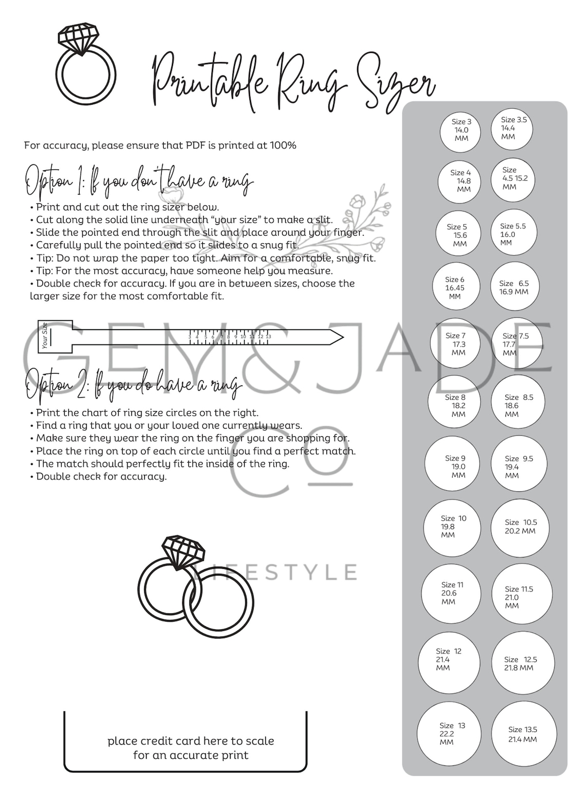 Find My Ring Size Guide Instant Download Sizing Tool Printable Ring ...