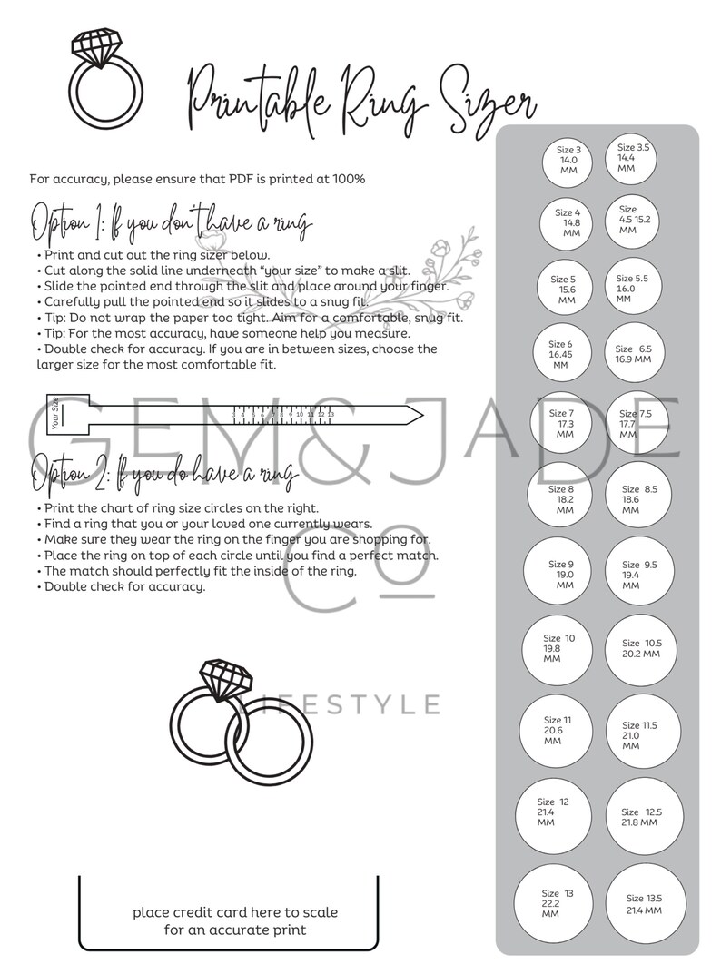Find My Ring Size Guide Instant Download Sizing Tool Printable Ring ...