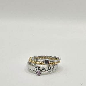 Custom Stacking Ring Children Name Ring Rose Gold Personalized Gift for Mom Stackable Rings ...