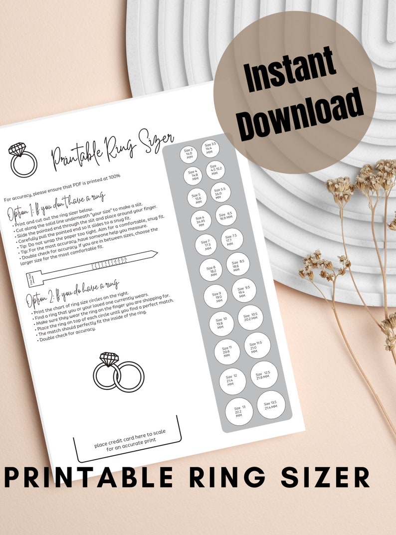 Find My Ring Size Guide Instant Download Sizing Tool Printable Ring Sizing Tool Print at Home ...