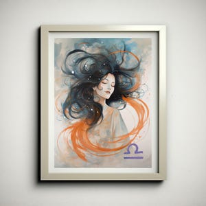 Artistic Libra Poster | Libra Zodiac Sign Wall Art | Libra Woman ...