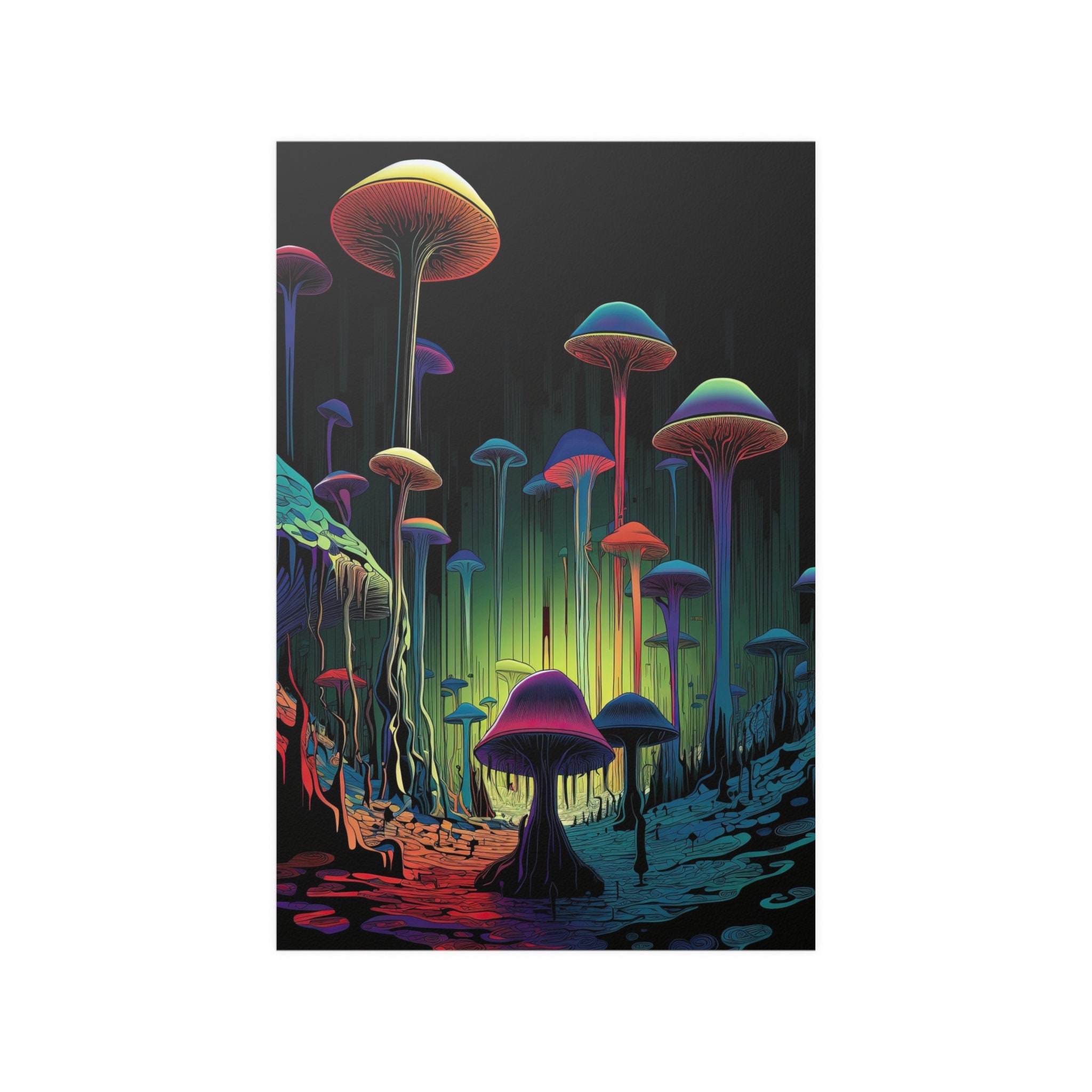 Alien Mushroom World Poster Dark and Beautiful Mushroom Art Print ...
