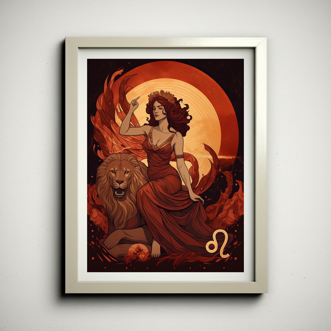 Dramatic Leo Poster | Leo Zodiac Sign Wall Art | Leo Woman Astrology ...