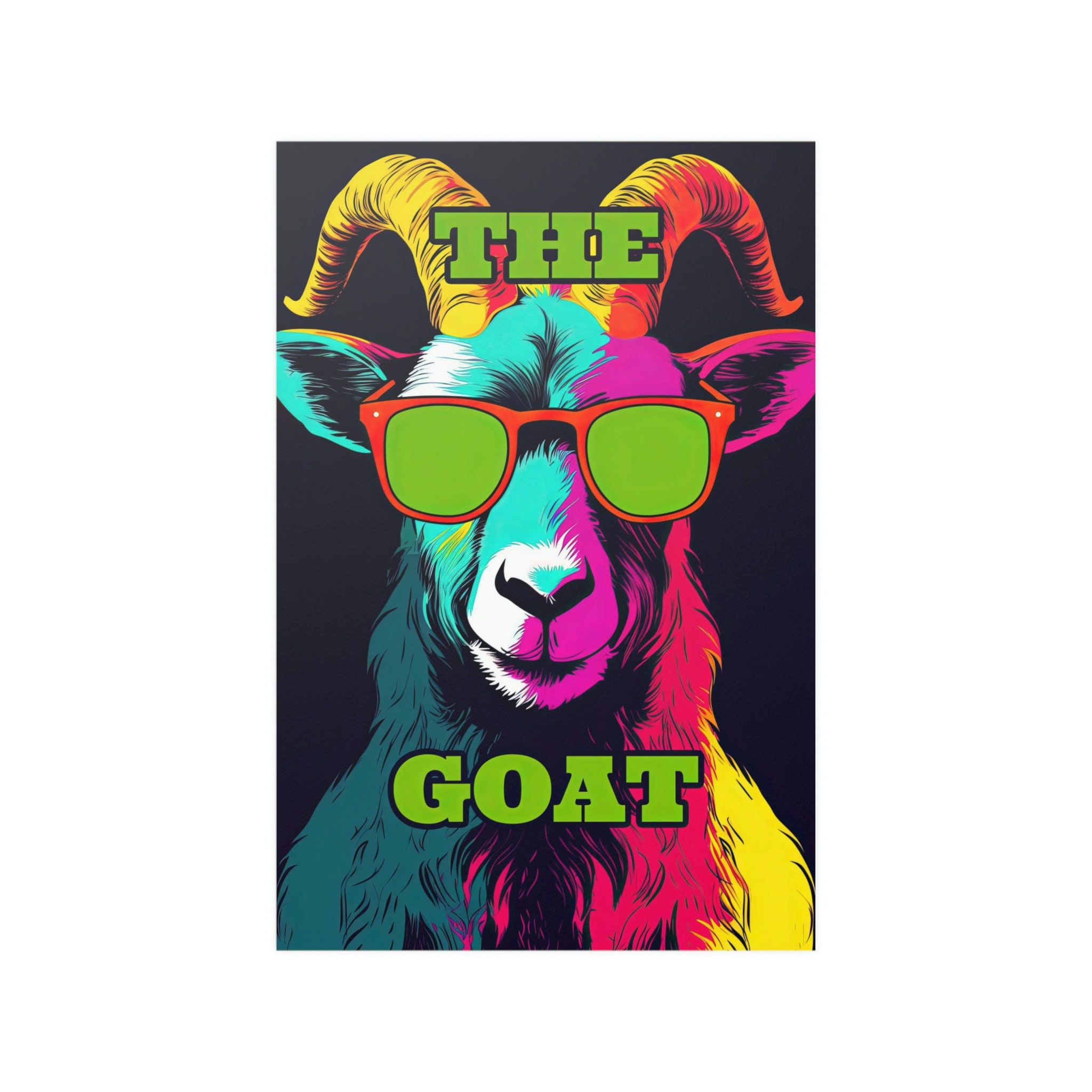 THE GOAT Poster, Cool Goat Wearing Sunglasses, Colorful Psychedelic ...