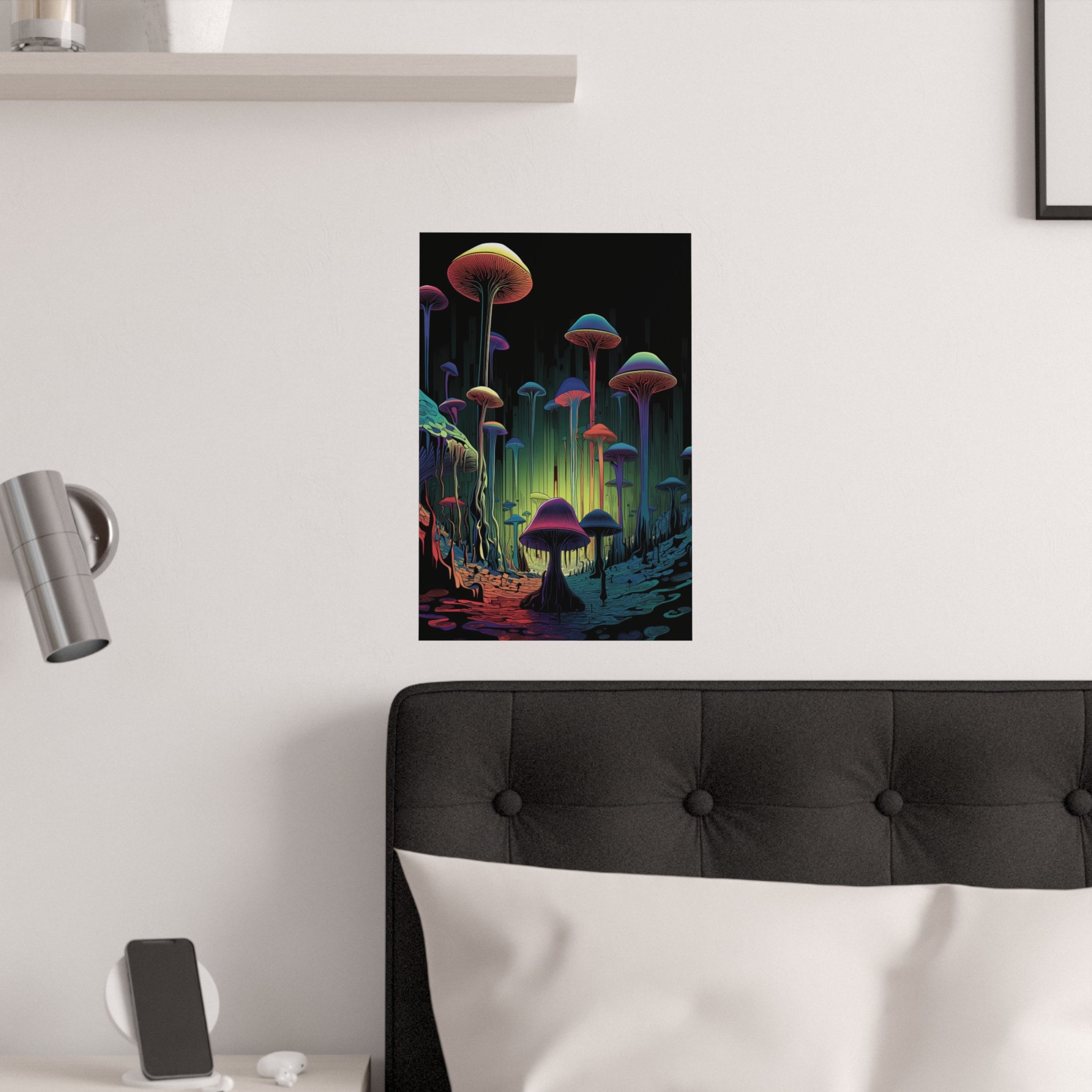 Alien Mushroom World Poster Dark and Beautiful Mushroom Art Print ...