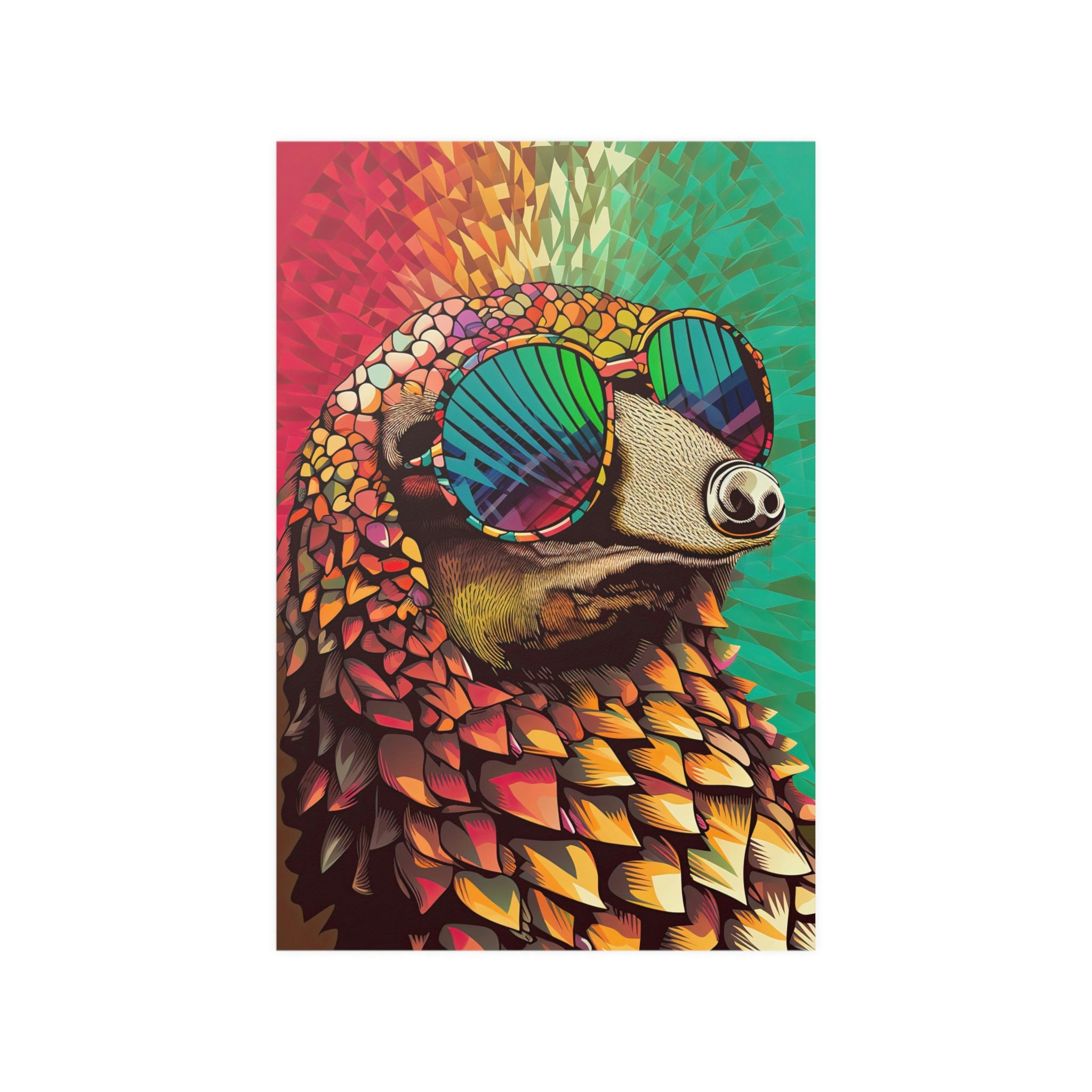 Vibin' Pangolin Poster, Groovy Pangolin Wearing Sunglasses, Colorful ...