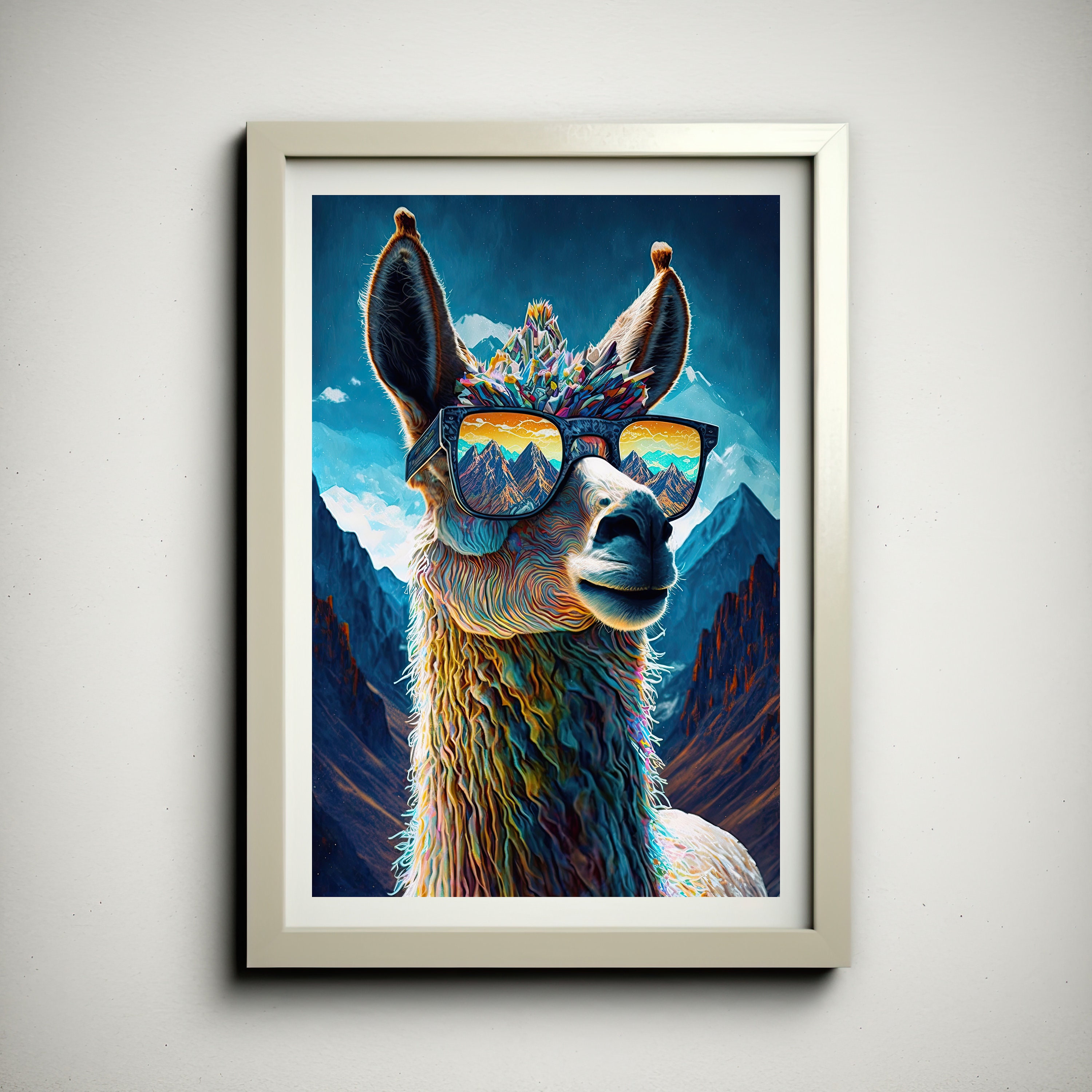 Groovy Llama Poster, Cool Llama Wearing Sunglasses, Colorful Llama Wall ...
