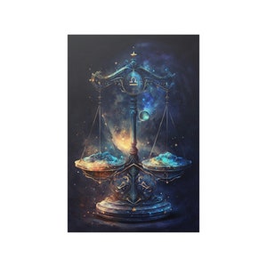 Harmonious Libra Poster, Libra Zodiac Sign, Celestial Scales Libra ...