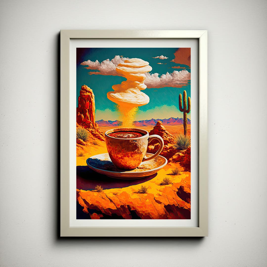 Desert Coffee Poster | Western Coffee Cloud Artwork | Southwest Cafe ...