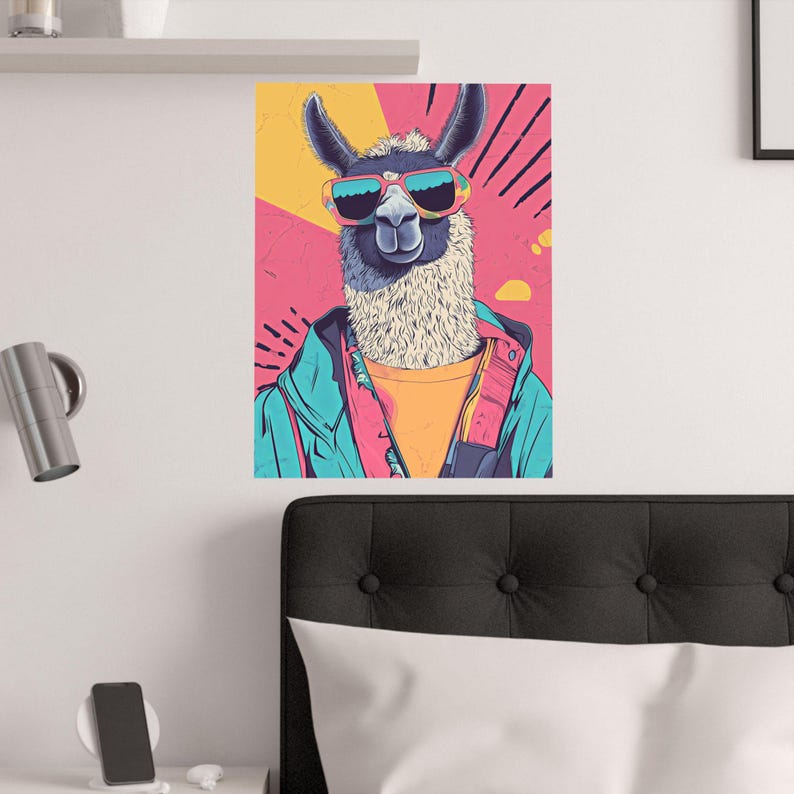 Retro 90s Llama Poster | Early 90s Style Llama Wall Art | Cool Kid ...