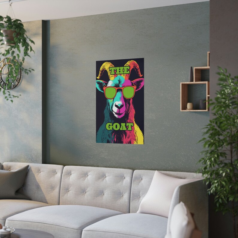 THE GOAT Poster, Cool Goat Wearing Sunglasses, Colorful Psychedelic ...