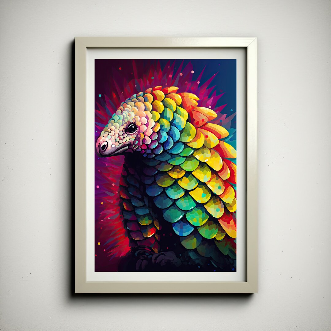 Majestic Pangolin Poster | Colorful Pangolin Art Print | Bright ...