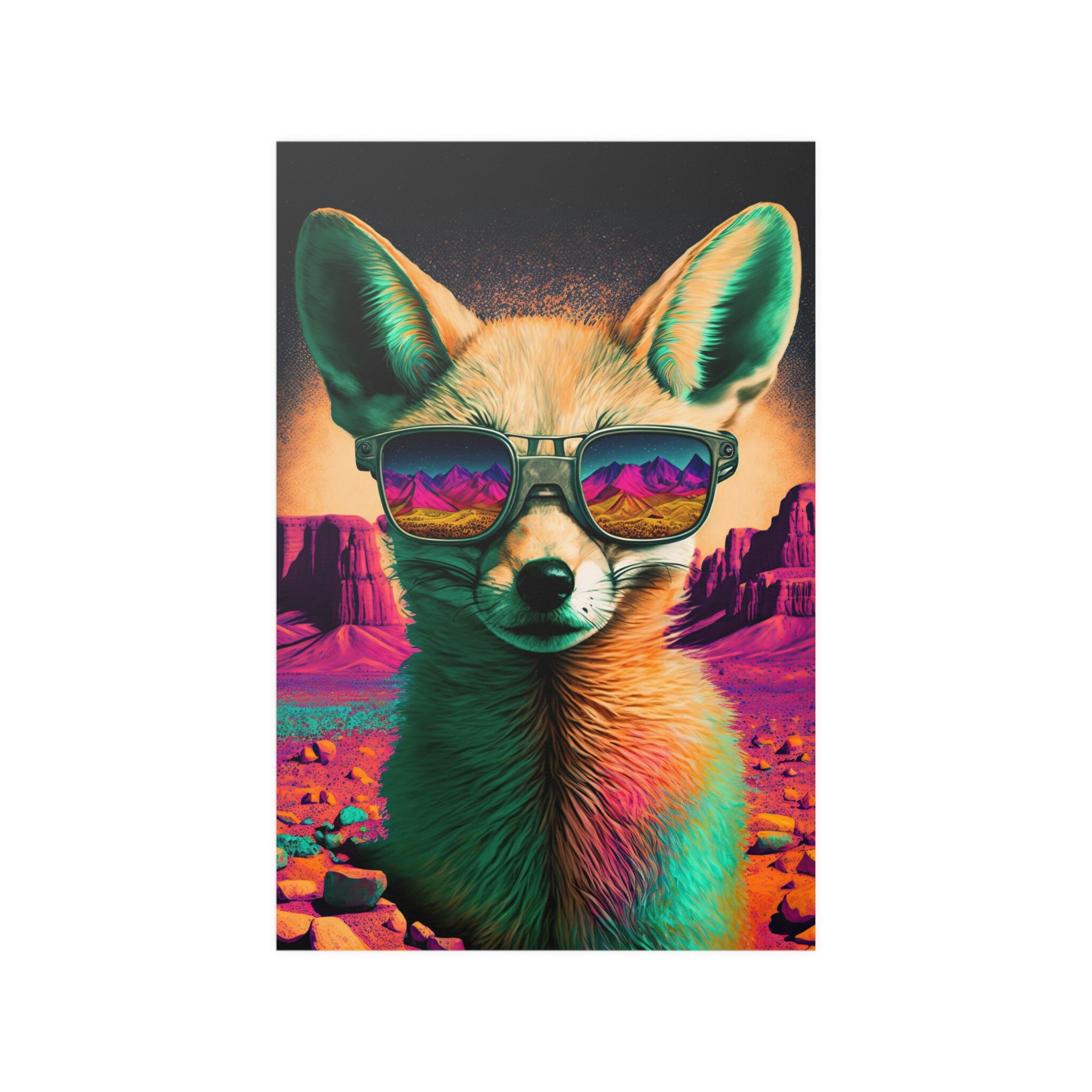 Psychedelic Fennec Fox Poster, Fennec Fox With Sunglasses, Cool Fennec ...