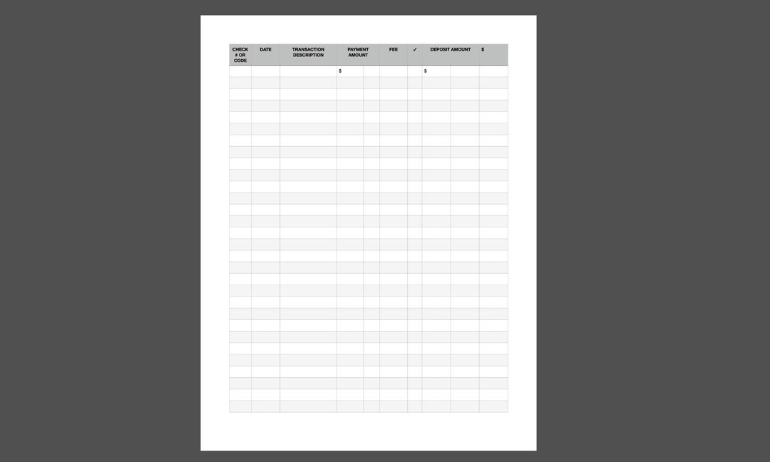 Printable Checkbook Register PDF File ONLY Prints on 8 1/2 X - Etsy Canada
