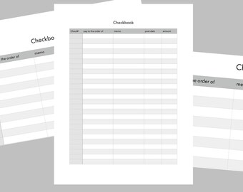 Printable Checkbook Register. PDF File. Prints on 8 1/2 X 11 - Etsy