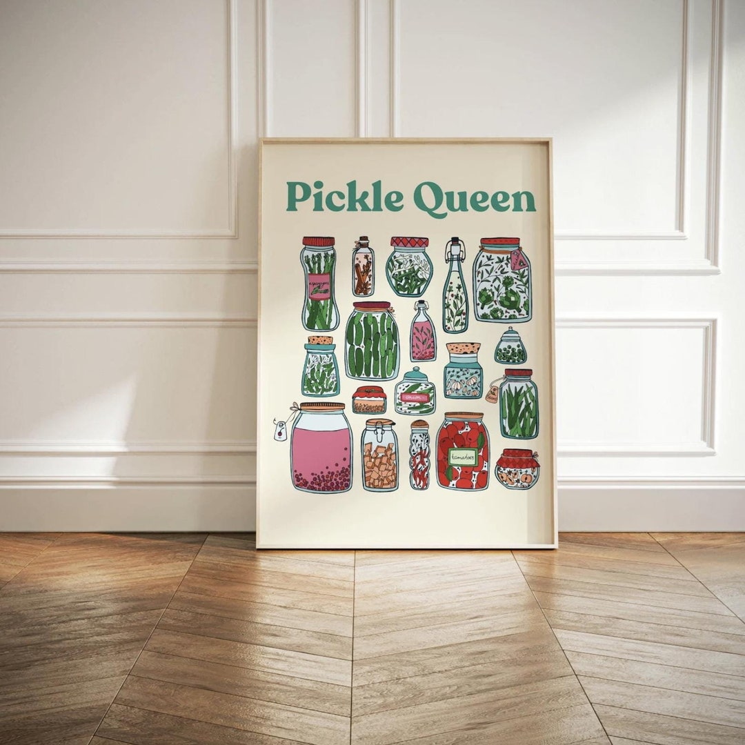 Pickle Queen Print: Whimsical Jarred Pickles Illustration - Etsy