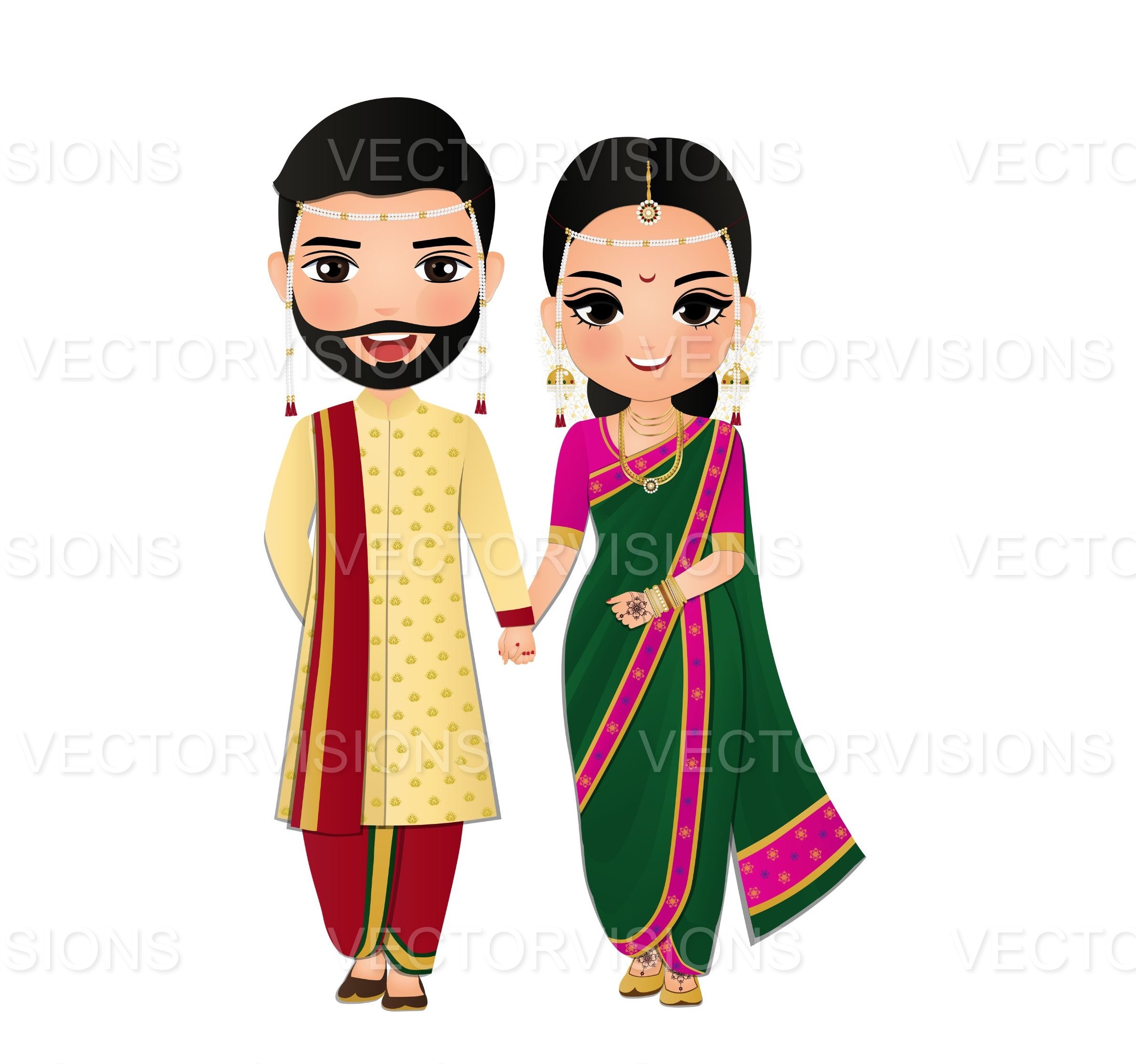 Indian Couple Clipart, Indian Wedding Clipart, Indian Couple Clipart ...