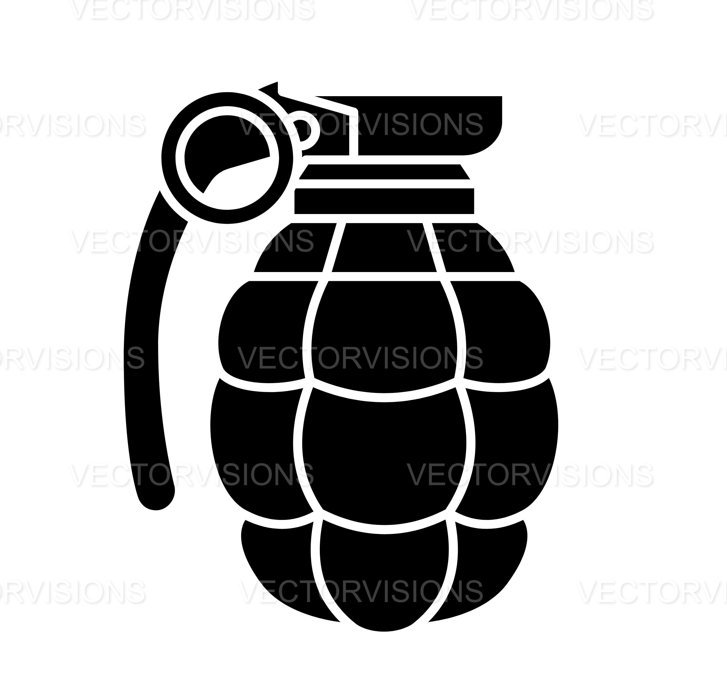 Grenade Svg, Grenade Cricut, War Svg, Bomb Svg, Vector Cut File for ...