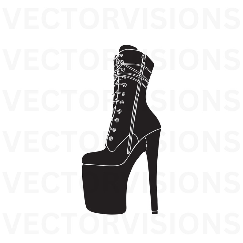 Black Heels Svg, Platform Heels, Boots Svg, Boot Heels Svg, Black Boot ...
