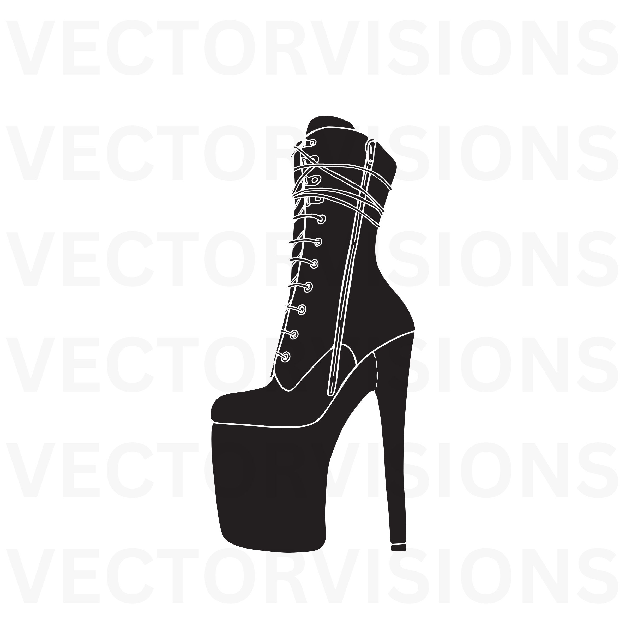 Black Heels Svg, Platform Heels, Boots Svg, Boot Heels Svg, Black Boot ...
