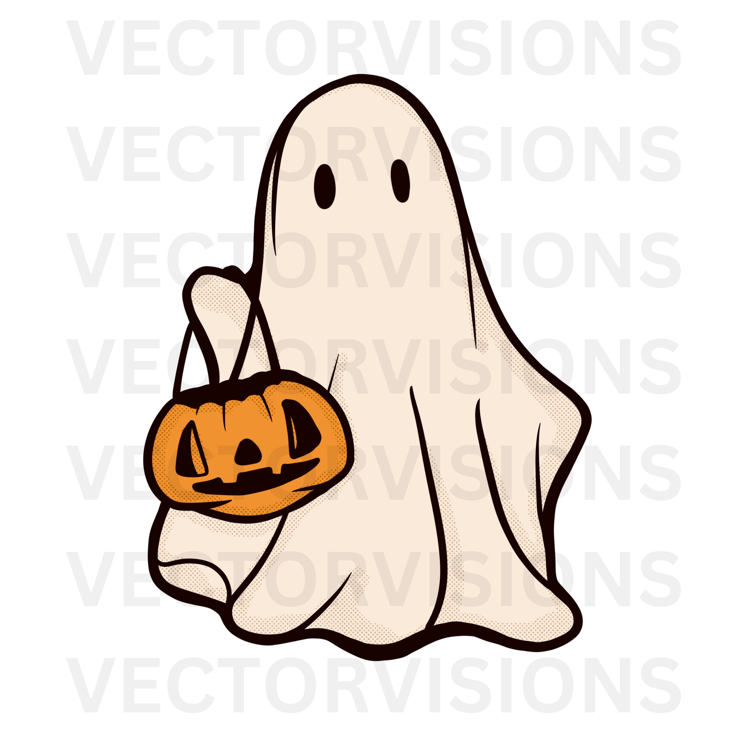 Ghost Clipart, Ghost Trick or Treating Clipart, Jack O Lantern Png ...