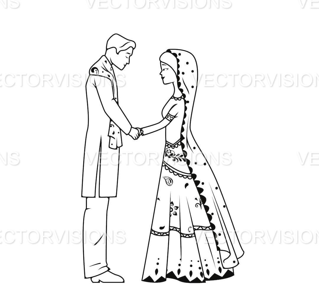 Indian Couple Svg, Indian Wedding Svg, Vector Cut File for Cricut ...