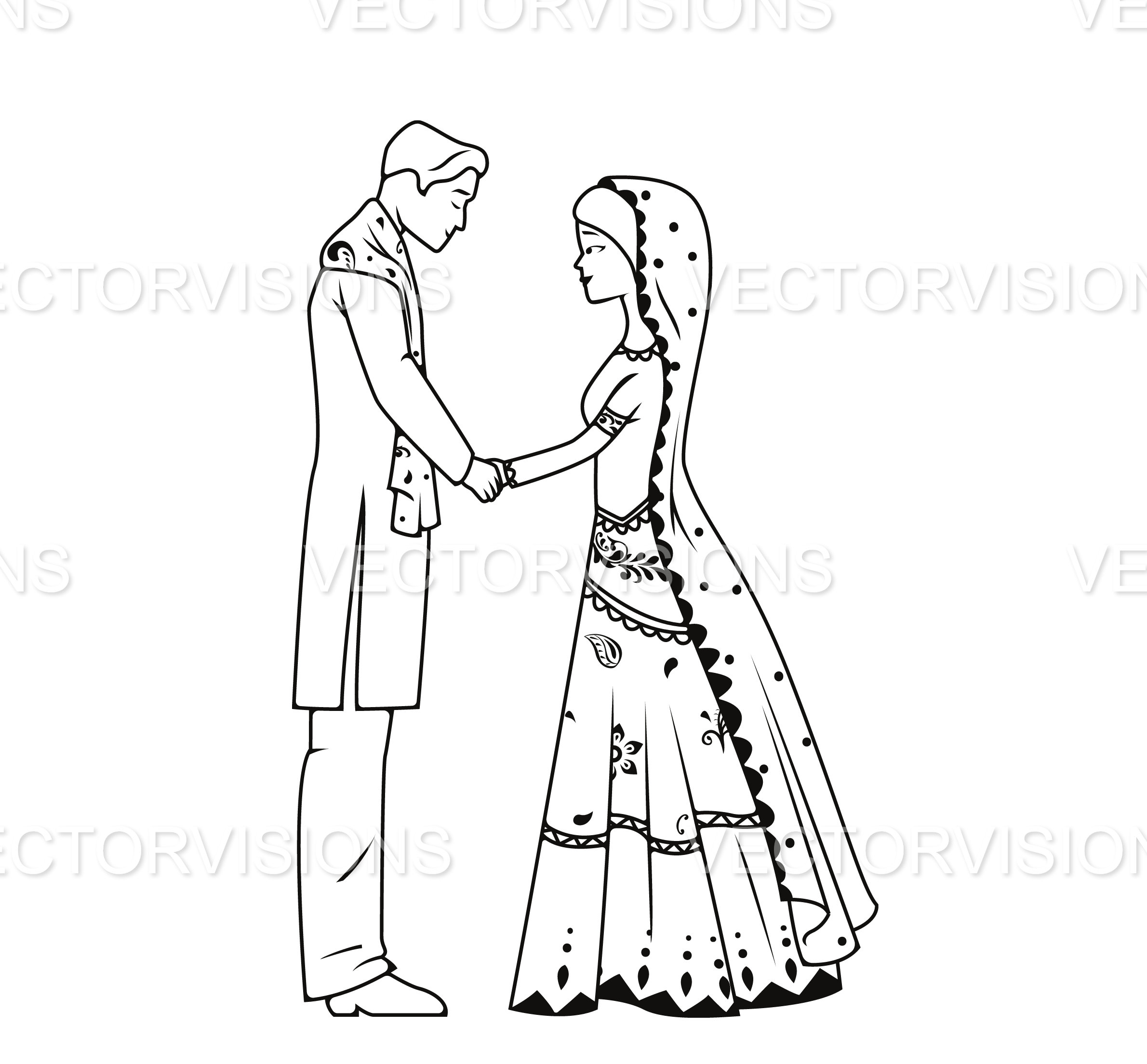 Indian Couple Svg, Indian Wedding Svg, Vector Cut File for Cricut ...