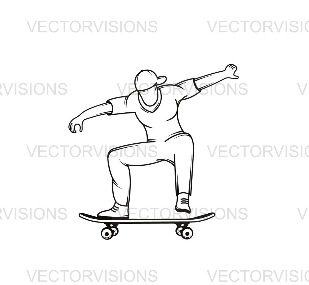 Skateboard Svg, Skateboarder Svg, Skateboarding Svg, Vector Cut File ...
