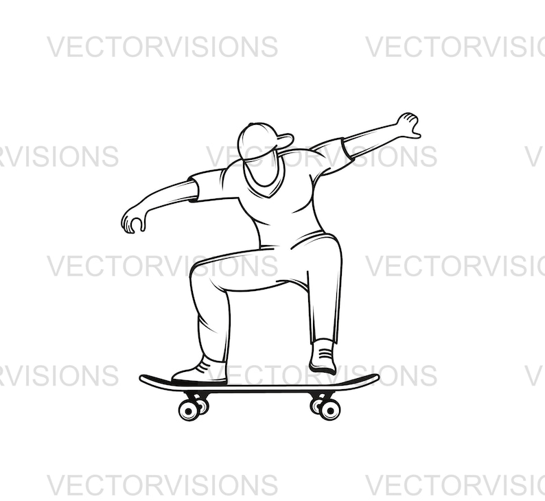 Skateboard Svg, Skateboarder Svg, Skateboarding Svg, Vector Cut File ...