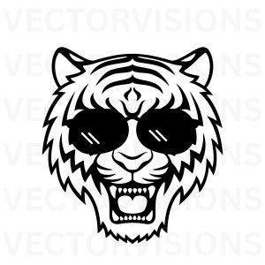 Tiger With Glasses Svg, Tiger Svg, Cool Tiger Svg, Tiger Head and ...