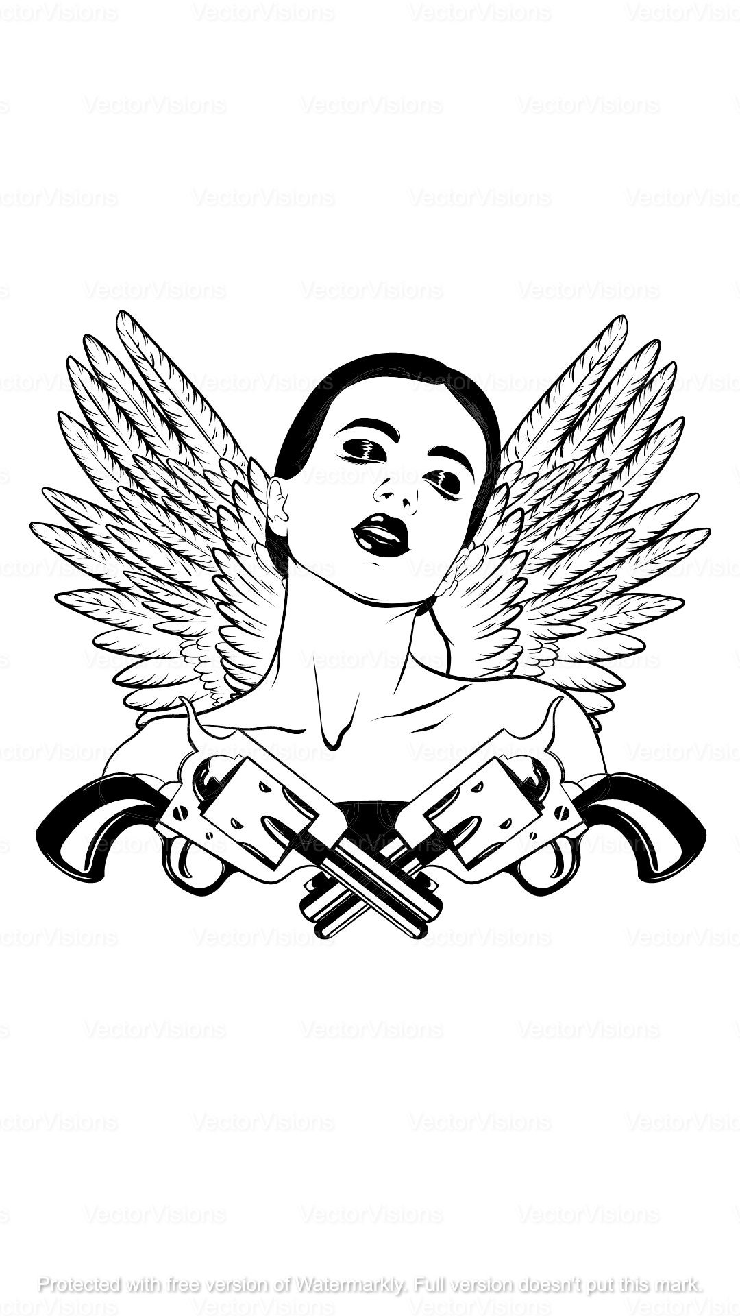 Angel With Guns Svg, Angel Svg, Guns Svg, Vector Cut File for Cricut ...