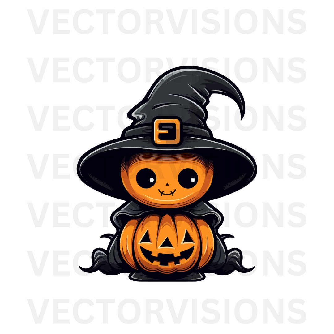 Cute Pumpkin Witch Clipart, Pumpkin Witch Clipart, Jack O Lantern ...