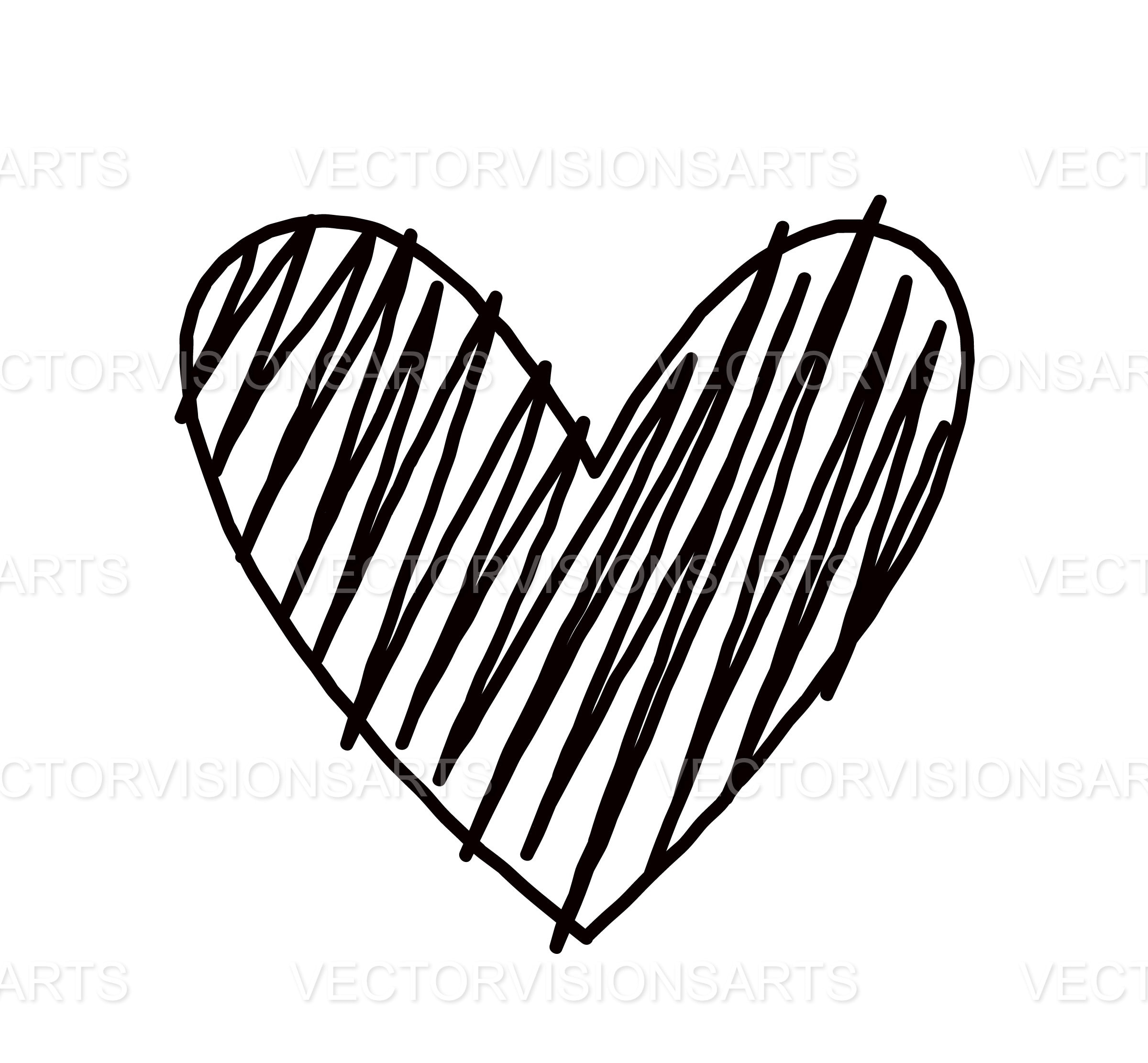 Filled Heart Scribble Svg, Heart Vector Cut File for Cricut, Cricut ...