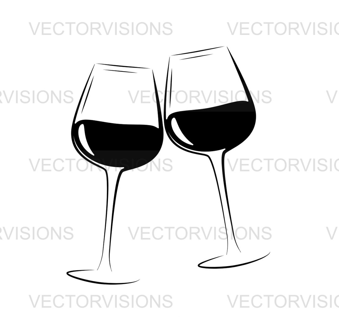 Wine Svg Wine Glasses Svg Drinks Svg Vector Cut File For Cricutsilhouettepdf Png Eps Dxf