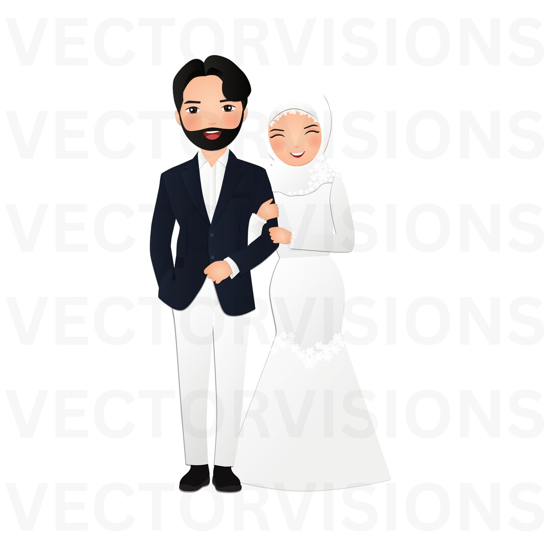 Muslim Couple Clipart, Hijabi Bride, Hijabi Bride Clipart, Arab Wedding ...
