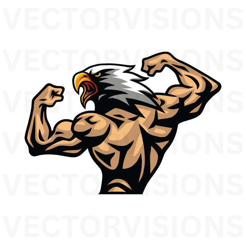 Wild Hawk Clipart Wild Hawk Muscular Hawk Hawk Flexing Gym - Etsy