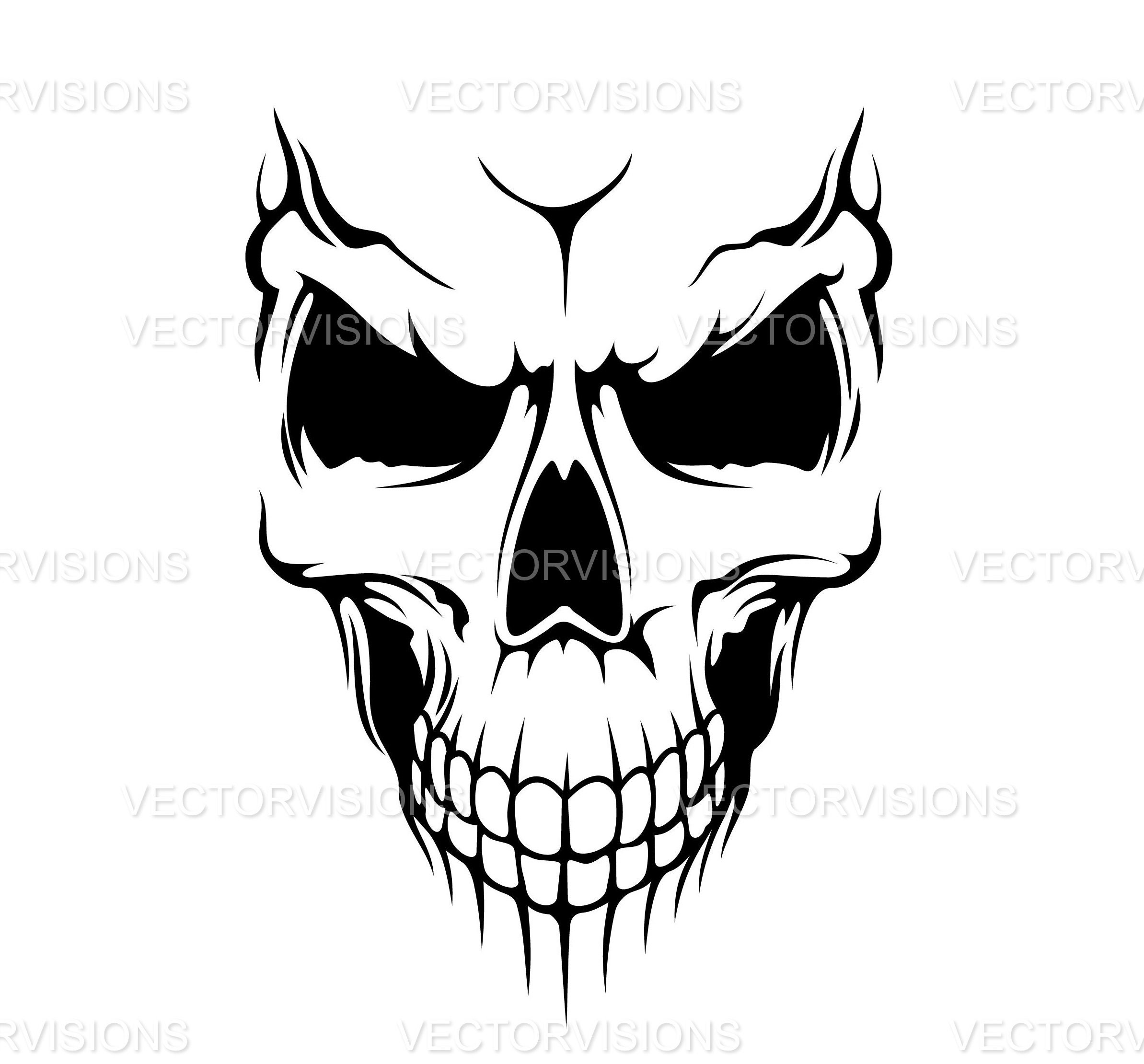 Skull Face Svg, Skull Face Png, Scary Face Svg,skeleton Face Svg,vector ...