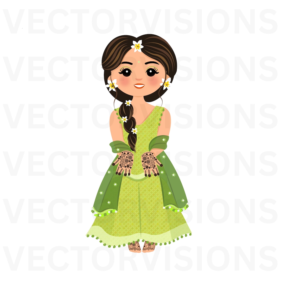 Mendhi Bride Clipart, Desi Bride Clipart, Henna Bride Clipart, Indian ...