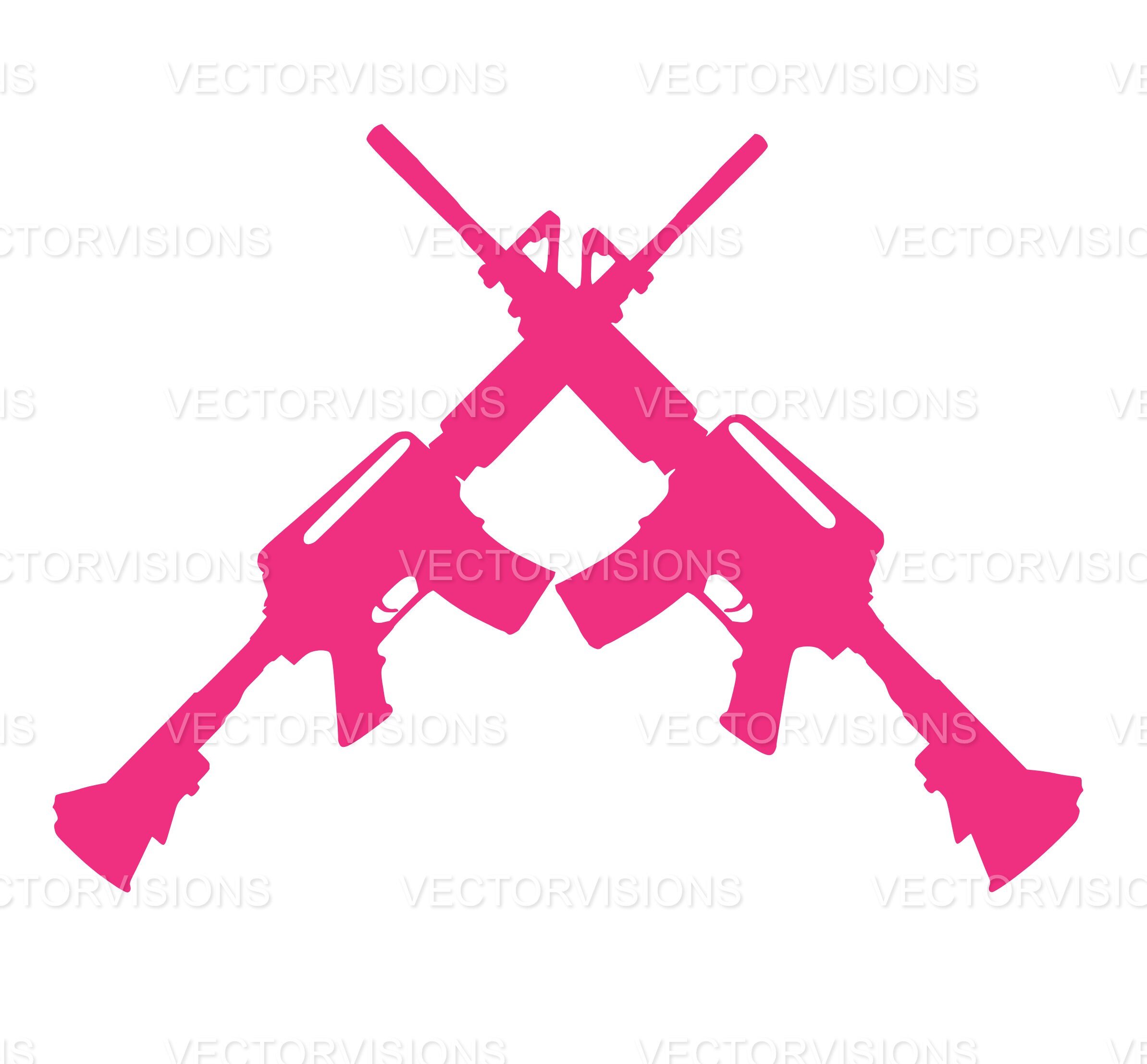 Pink Guns Svg, Guns Svg, Crossed Guns, Vector Cut File for Cricut ...